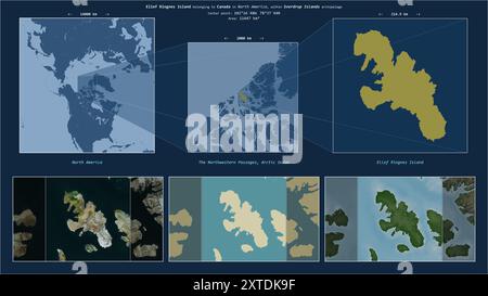 Ellef Ringnes Island in the Arctic Ocean on a colored elevation map ...