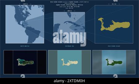 Gran Caiman Island in the Caribbean Sea on a colored elevation map ...