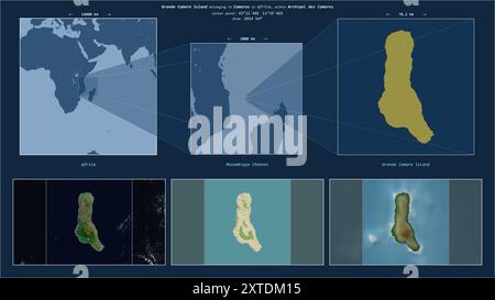 Grande Comore Island in the Mozambique Channel on a colored elevation ...