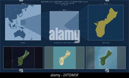 Guam Island in the Philippine Sea on a topographic, OSM Humanitarian ...