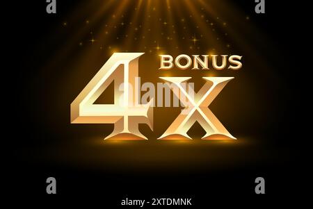 4x winner banner, promotion flyer, prize label. Vector. 4x winner ...