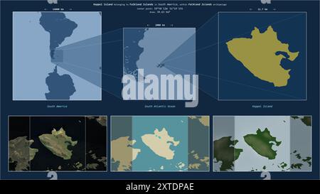 Keppel Island in the South Atlantic Ocean on a topographic, OSM Humanitarian style map Stock ...