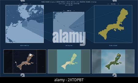 Shape of Kiska Island in the Bering Sea, belonging to United States ...
