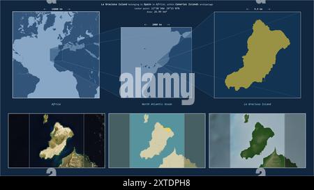 La Graciosa Island in the North Atlantic Ocean on a colored elevation ...