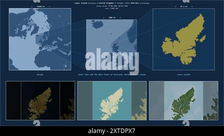 Lewis Island in the North Atlantic Ocean on a colored elevation map ...