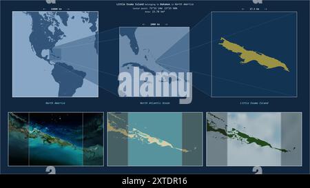 Little Exuma Island in the North Atlantic Ocean on a satellite image ...