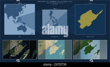 Mactan Island in the Philippine Sea on a colored elevation map Stock ...