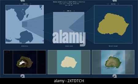 Marion Island in the Indian Ocean on a colored elevation map Stock ...