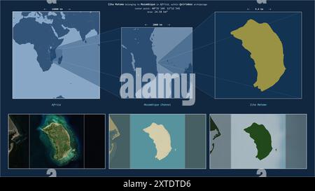 Ilha Matemo in the Mozambique Channel on a colored elevation map Stock ...
