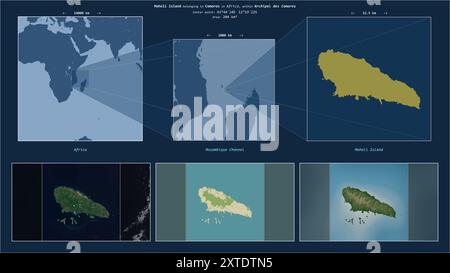 Moheli Island in the Mozambique Channel on a topographic, OSM ...