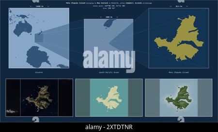 Motu Ihupuku Island in the South Pacific Ocean on a colored elevation ...