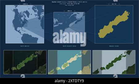 Naushon Island in the North Atlantic Ocean on a topographic, OSM ...