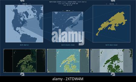 North Haven Island in the North Atlantic Ocean on a colored elevation ...