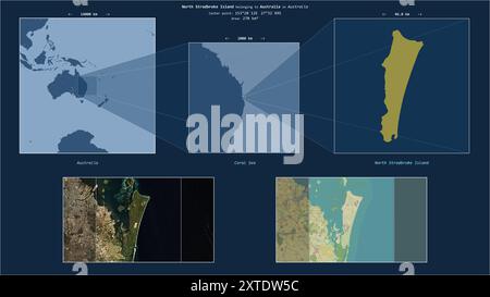 North Stradbroke Island in the Coral Sea on a topographic, OSM ...