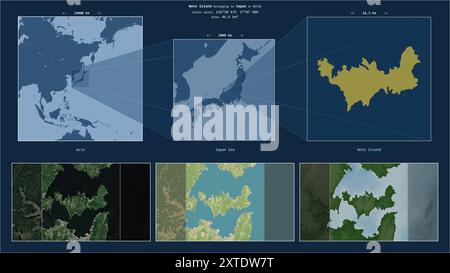 Noto Island in the Japan Sea, belonging to Japan, isolated on a bilevel ...