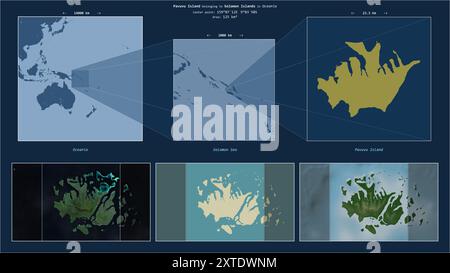 Shape of Pavuvu Island in the Solomon Sea, belonging to Solomon Islands ...