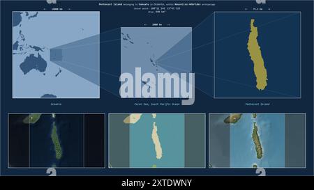 Pentecost Island in the Coral Sea, belonging to Vanuatu, isolated on a ...