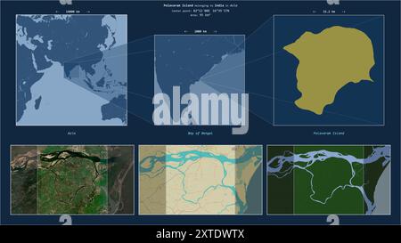 Polavaram Island in the Bay of Bengal on a colored elevation map Stock ...