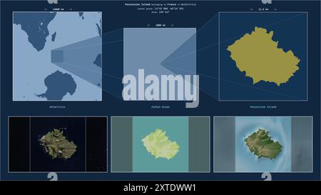 Possession Island in the Indian Ocean on a colored elevation map Stock ...