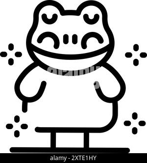 Simple cartoon frog standing and smiling with sparkles around it Stock ...