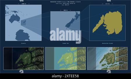 Resolution Island in the Tasman Sea, belonging to New Zealand, cropped ...