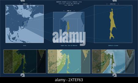 Sakhalin Island in the Japan Sea on a topographic, OSM Humanitarian ...