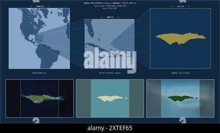 Samana Cay Island in the North Atlantic Ocean on a colored elevation ...