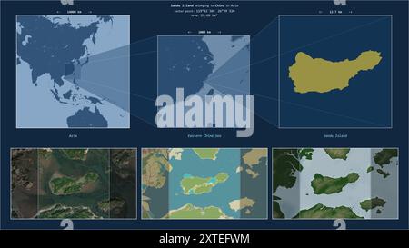 Sandu Island in the Eastern China Sea on a topographic, OSM ...