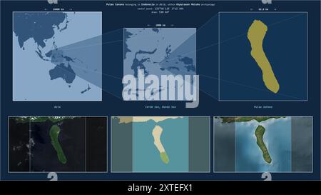 Pulau Sanana in the Ceram Sea, belonging to Indonesia, isolated on a ...