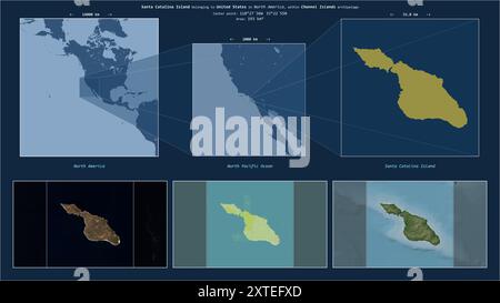 Santa Catalina Island in the North Pacific Ocean on a colored elevation ...