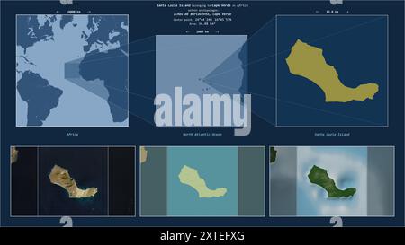Santa Luzia Island in the North Atlantic Ocean on a colored elevation ...