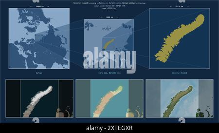 Shape of Severny Island in the Kara Sea, belonging to Russia Stock ...