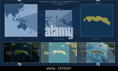 Pulau Seram in the Ceram Sea, belonging to Indonesia, isolated on a ...