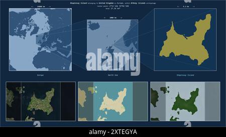 Shapinsay Island in the North Sea on a colored elevation map Stock ...