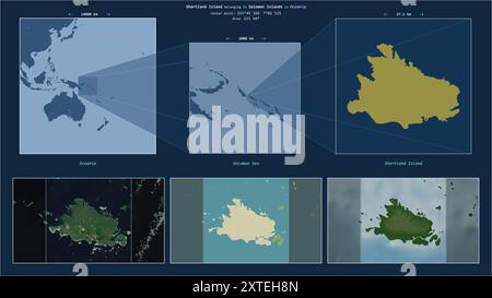 Shortland Island in the Solomon Sea on a colored elevation map Stock ...
