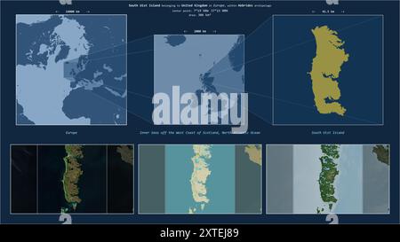 South Uist Island in the North Atlantic Ocean on a colored elevation ...