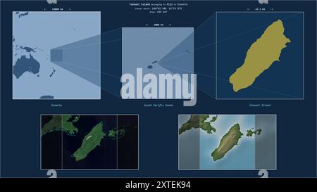 Taveuni Island in the South Pacific Ocean on a colored elevation map ...