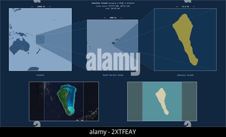Vatulele Island in the South Pacific Ocean on a topographic, OSM ...