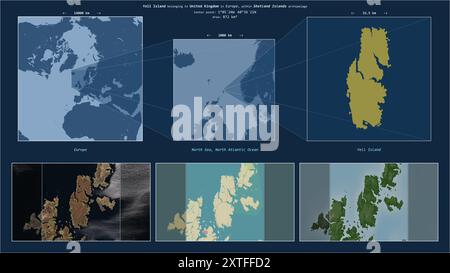 Yell Island in the North Sea, belonging to United Kingdom, cropped to ...