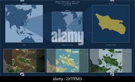 Zhoushan Island in the Eastern China Sea on a colored elevation map ...