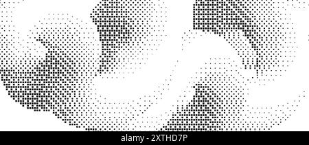 Pixelated curved gradient shape. Dotted dither squiggling texture ...