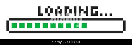 Pixel loading bar y2k retro 8 bit interface game, progress level ...