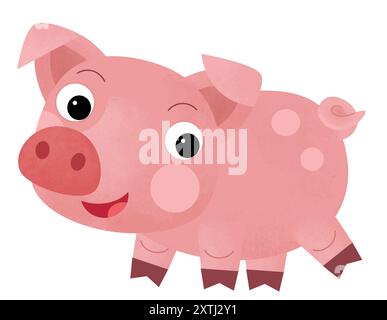 Cartoon happy scene with pig hog piggy is looking and smiling ...