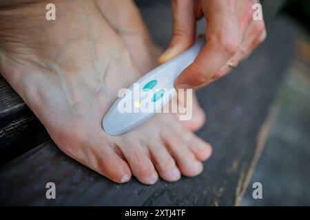 A symbolic photo on the topic of mosquito plasters. A small child has ...