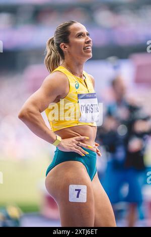 Bree Masters participating in the 100 meters at the Paris 2024 Olympic ...