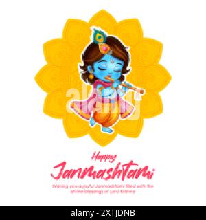Lord Bal Krishna in the religious festival background of India for Shri ...
