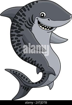 Tiger Shark Colored Cartoon Illustration Stock Vector Image & Art - Alamy