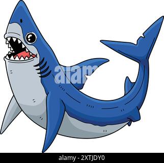 Mako Shark Colored Cartoon Illustration Stock Vector Image & Art - Alamy