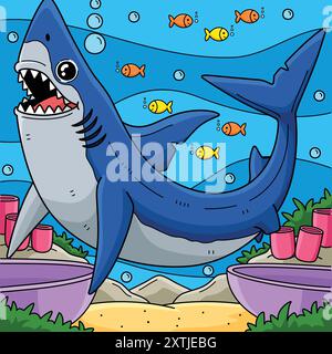 Mako Shark Cartoon Colored Clipart Illustration Stock Vector Image ...