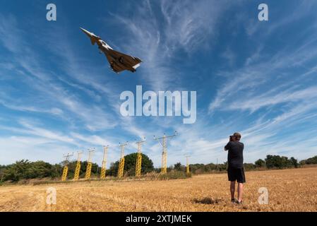 Four RAF Eurofighter Typhoon FGR Mk4 make a tower flyby as the prepare ...